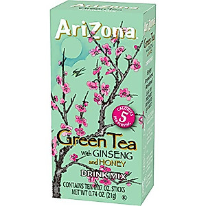 AriZona Green Tea with Ginseng and Honey Naturally Flavored Powdered Drink Mix (120 ct Pack, 12 Boxes of 10 ct On-the-Go Packets)