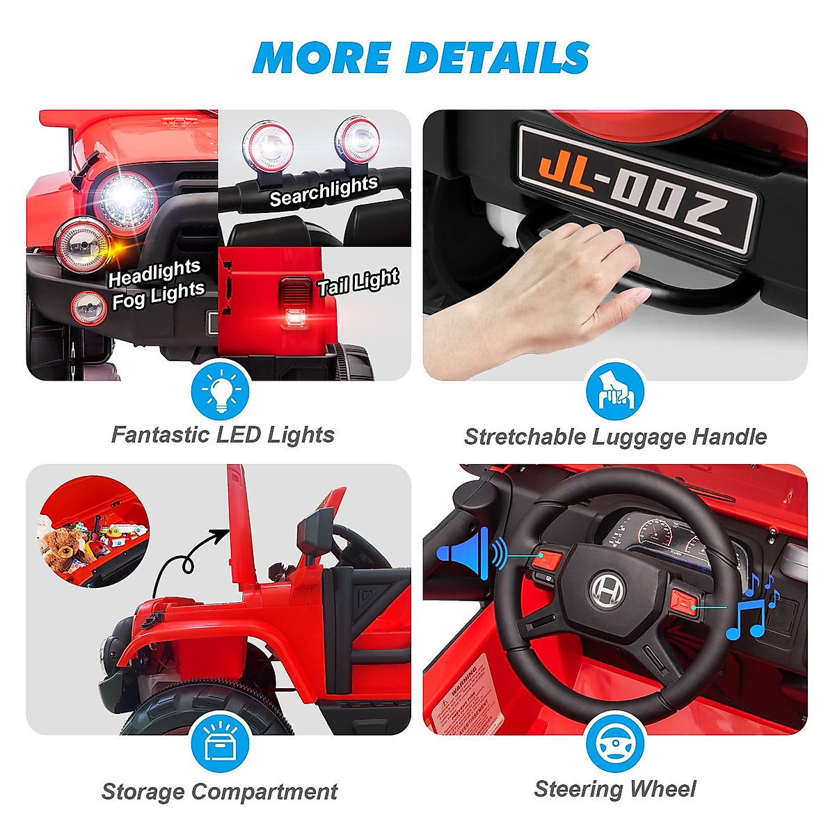 2 Seater Ride On Truck and Car Cover, 12V Children's Electric Car with Parental Remote Control, Music, MP3 Player, LED Lights, Spring Suspension, Red