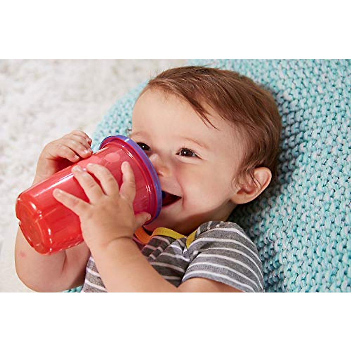 The First Years Take & Toss Spill Proof Sippy Cups - Reusable Toddler Cups - Rainbow - Kids Cups and Snap On Lids for Ages 9 Months and Up - 4 Count