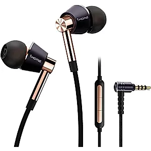 1MORE Triple Driver In-Ear Earphones Hi-Res Headphones with High Resolution, Bass Driven Sound, MEMS Mic, In-Line Remote, High Fidelity for Smartphones/PC/Tablet - Gold