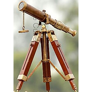 De Cube Vintage Brass Telescope with Best DF Lens and Adjustable Tripod Stand Makes it Perfect for Kids and Beginners, Office Table Home Decor Ascent, Collectible (Antique Patina on Brass)