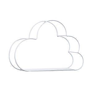 Beavorty Home Decor 1Pcs Metal Wall Hanging Storage Shelf Cloud Shaped Desktop Book Rack Metal Wall Mount Wire Bookshelf Hanging Organizer for Bathroom, Living Room and Bedroom (White) Corner Shelf
