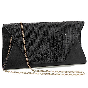 Mihawk Purse and Handbags for Women Shoulder Crossbody Bags Evening Envelope Party Bridal Clutch Purse(Black)
