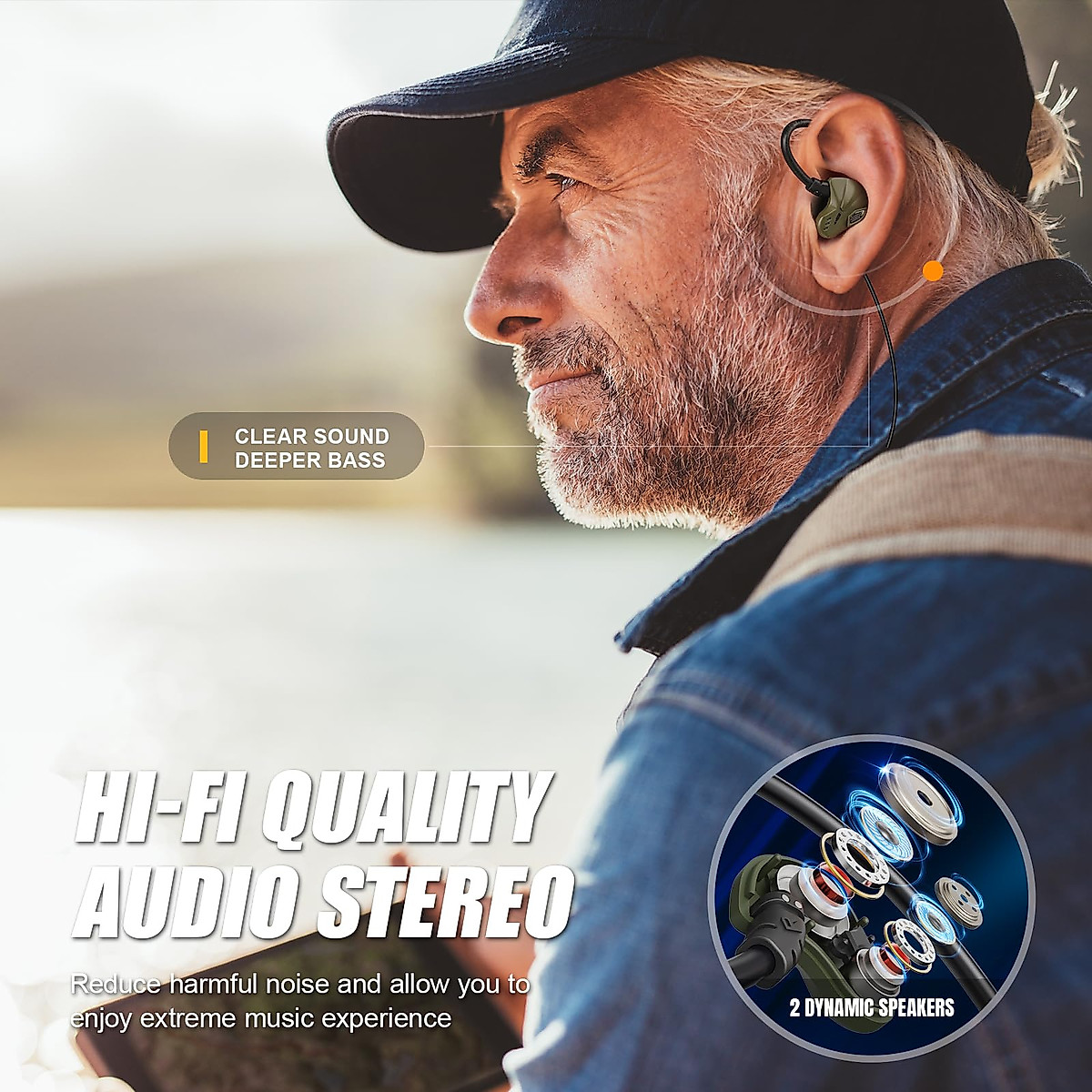 MIPEACE Shooting Ear Protection,25dB Noise Reduction Ear Buds Ear Plugs-Bluetooth Hearing Protection Headphone with Silicone Memory Foam Earbud Tips for Gun Range Mowing Hunting Target