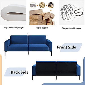 STP-Y Velvet Convertible Upholstered Convertible Folding Futon Couch Sofa Bed, Foldable Loveseat, Loveseats Furniture for Compact Small Space, Dorm, Living Room Apartment, Office