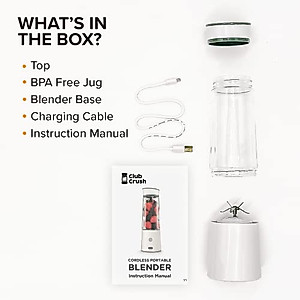 Kore ClubCrush Portable Blender - 13.5 fl oz USB-Rechargeable Travel Blender for Shakes and Smoothies | 5000mAh Battery Included