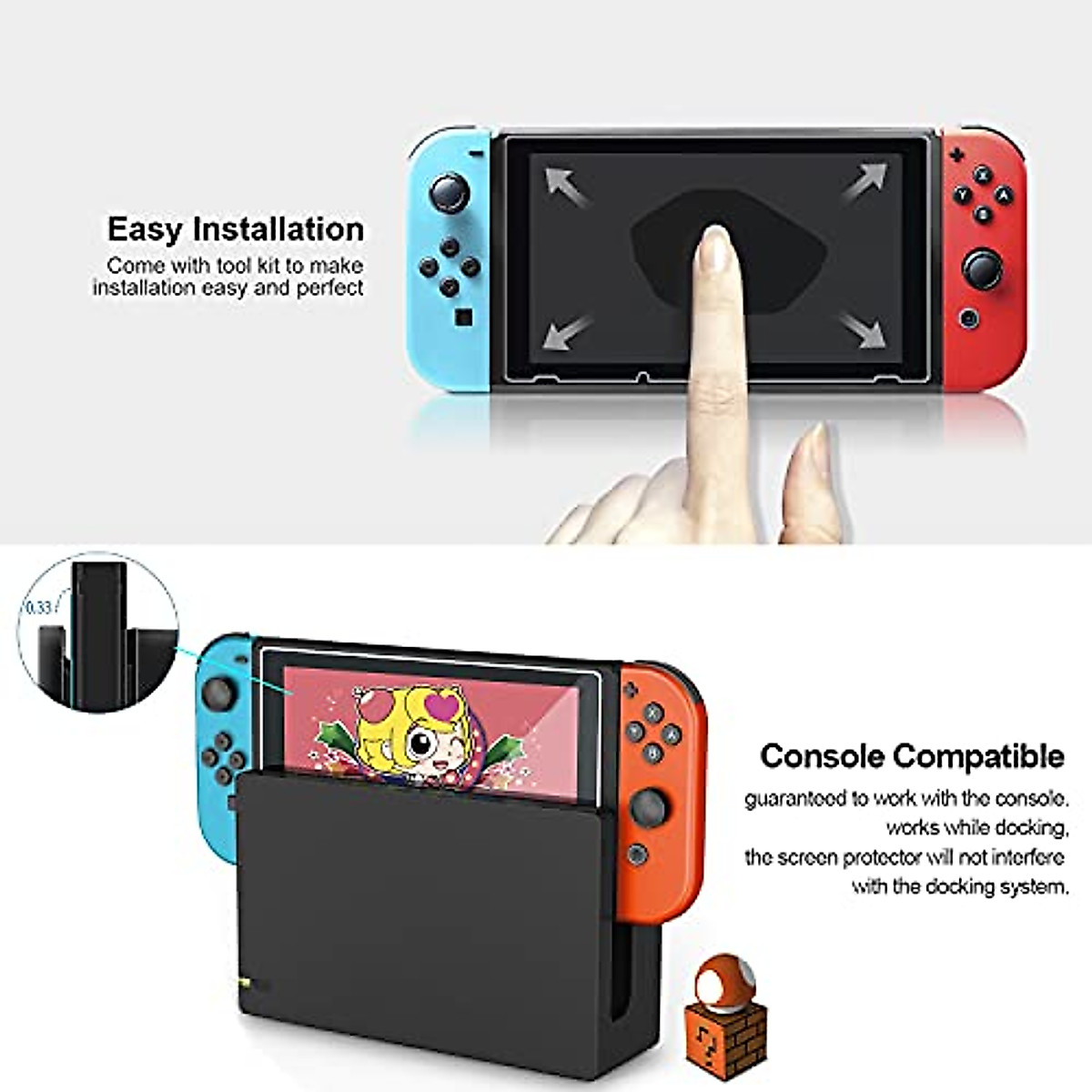 ivoler [3 Pack Screen Protector Tempered Glass for Nintendo Switch, Transparent HD Clear Anti-Scratch Screen Protector Compatible Nintendo Switch