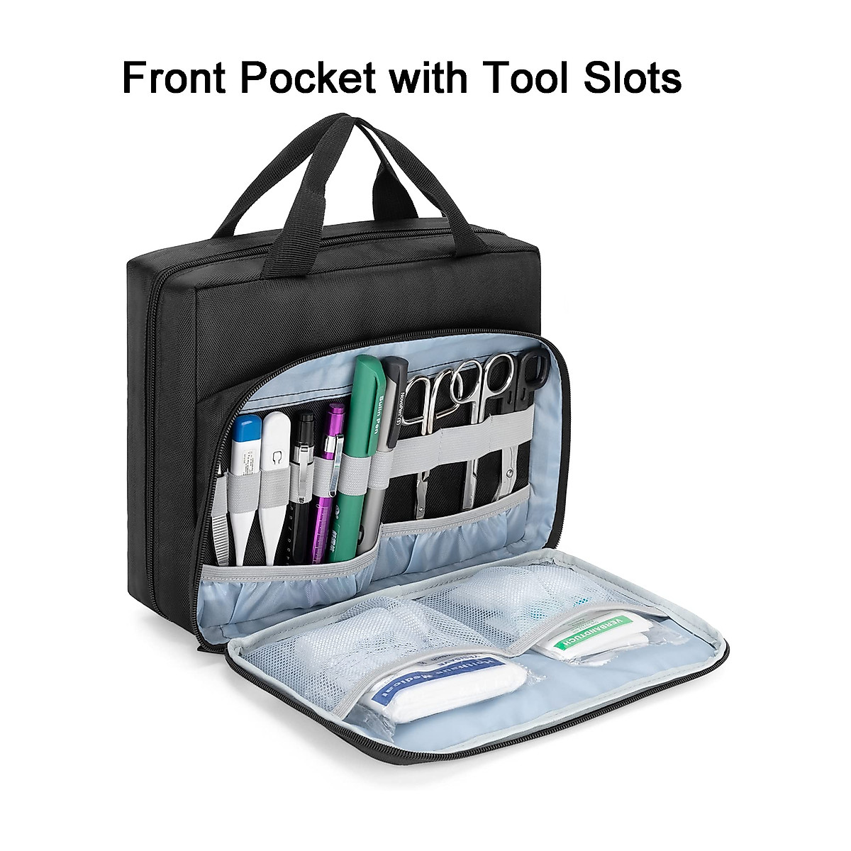 Trunab Utility Nurse Case Padded Stethoscope Case, Hold Two Stethoscopes/BP Cuffs and Nurse Accessories, Small Empty First Aid Bag for Nurses, Doctor, Black (Patent Design)