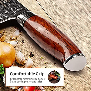 YARENH 7 Inch Chinese Cleaver Knife, 73 Layers Damascus High Carbon Stainless Steel, Full Tang, Natural Sandalwood Handle, Gift Box