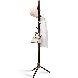 Z&L HOUSE Coat Rack Freestanding, Pure Natural Solid Wooden Coat Tree, 8 Hooks And Adjustable Height Floor Hanger, Used In The Bedroom Living Room Office To Hang Clothes, Hats, Bags