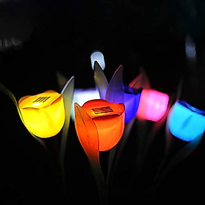 YESBAY Solar Lights for Outdoor Pathway,Solar Power LED Lamp Fashion Outdoor Yard Garden Tulip Flower Light Lawn for Walkway, Patio, Path, Lawn, Garden Purple