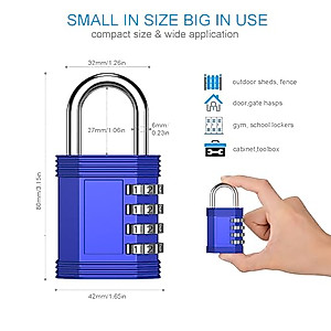 ZHEGE Combination Lock, 4 Digit Outdoor Waterproof Padlock for School Gym Locker, Fence, Gate, Toolbox (Blue)