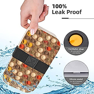 Various Seasonings Print Pattern Premium Bento Lunch Box, 2 Compartments Leakproof Lunch Box With Cutlery For Adults, Microwave & Dishwasher Safe