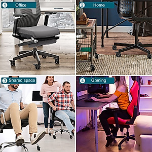 TICONN Office Chair Caster Wheels Set of 5 with Brake, Smooth Locking Wheels Replacement for Tile and Hardwood Floors, Universal Fit for Most Chairs (Transparent)