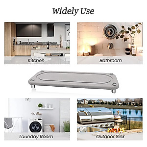 Sink Caddy Instant Dry Kitchen Sink Organizer Sponge Holder for Kitchen Sink Diatomaceous Pedestal Stand Riser with Stainless Steel Feet Protection for Modern Home (Light Grey)