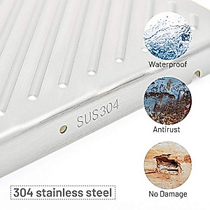 Labcosi Stainless Steel Bathroom Corner Shelves Wall-Mounted, 2-Pack Adhesive Rustproof Shower Shelves-Brushed Silver