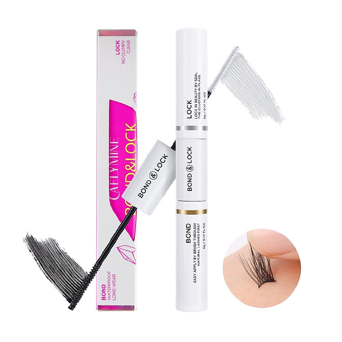 Lash Bond and Seal 10ml Cluster Lash Glue for Individual Lashes Super Strong Hold 48-72 Hours Waterproof, Lash Bond and Lock for Sensitive Eyes