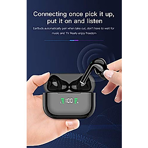 Wireless Earbuds Bluetooth Headphones with USB-C Quick Charging Case in Ear Headset IP6 Waterproof LCD Display Premium Sound Deep Bass Ear Buds Sweat Resistant Earphones for Sports/Working (Black)