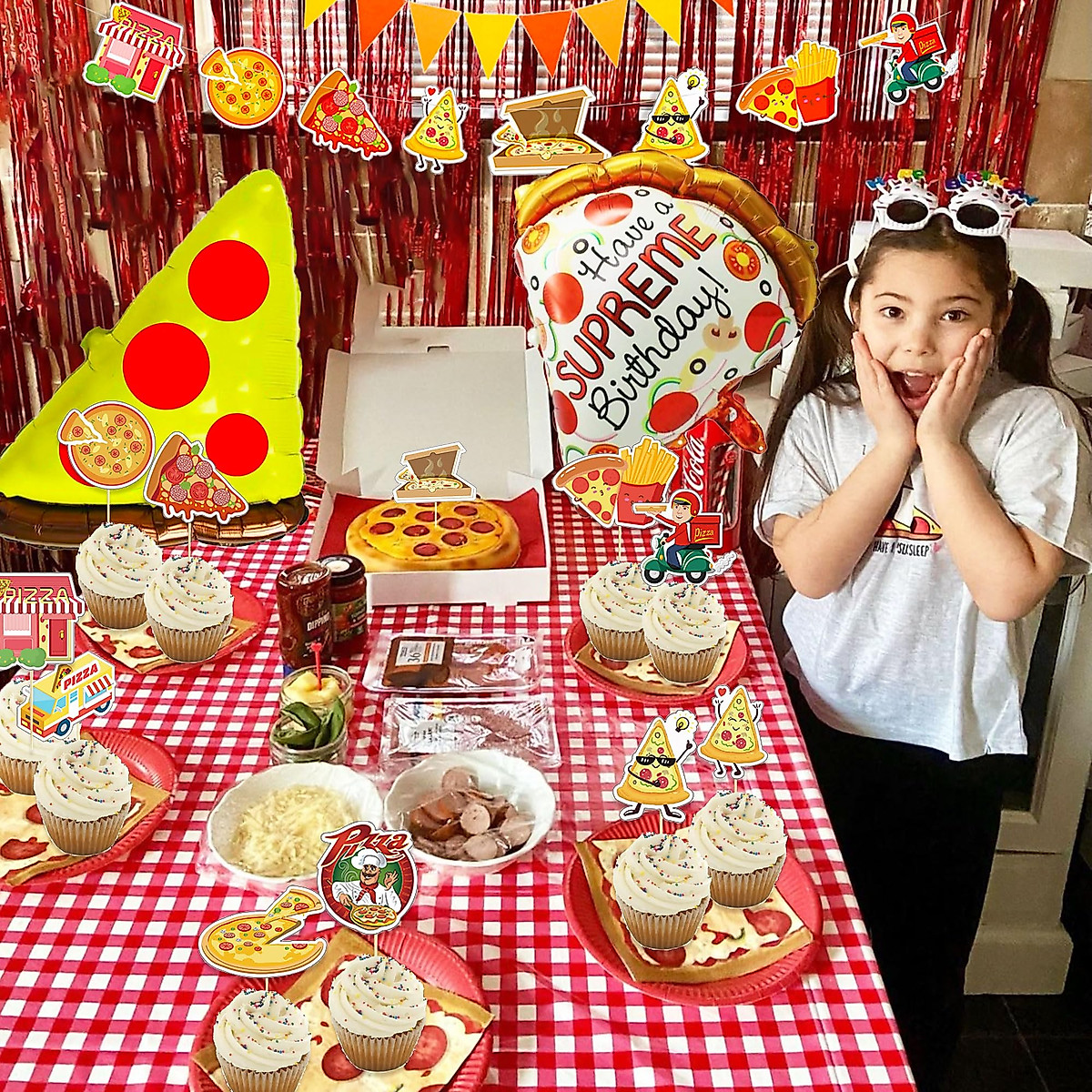 17 PCS Pizza Party Decoration Pizza Party Favors Pizza Party Supplies Pizza Party Birthday Decoration Pizza Balloon Slice Pizza Kids Party Balloons