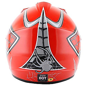 WOW Youth Kids Motocross BMX MX ATV Dirt Bike Helmet Spider Web Red