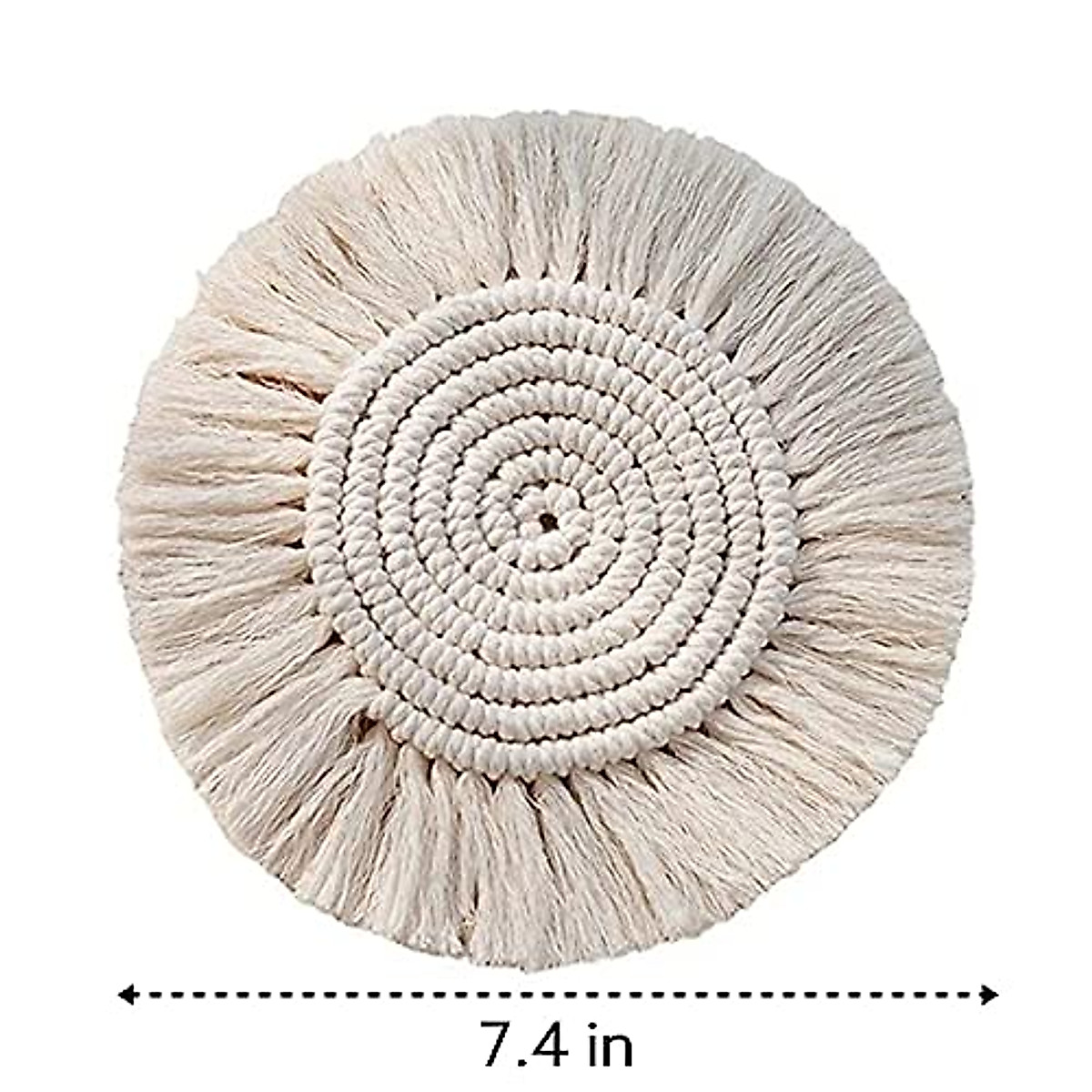 Hygge & Cwtch Handcrafted Macrame Coasters Set of 4 - Handmade Cotton Rope Woven Macrame Coaster with Tassel | Boho Home Decor Mugs and Cups Pads for Drinks, Wine Glass Table Countertop Office