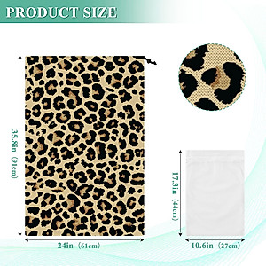 Foiosoh Extra Large Laundry Storage Bag with Mesh Laundry Bag Set Leopard Print Gold Black Fashion Laundry Hamper Sturdy Dirty Clothes Organizer for School Travel College Dorm