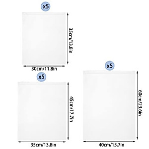 Belit Travel Storage Bag, 15 Pcs Clear Ziplock Storage Bags Frosted Zipper Bags for Clothes, Shoes, Toiletries, Luggage Storage, 3 sizes 12x14 inch, 14x18 inch, 16x24 inch