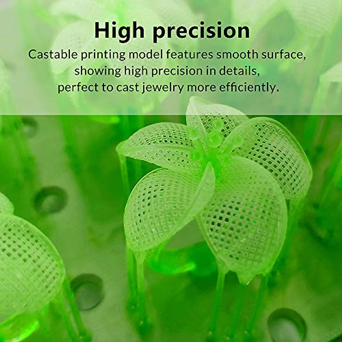 IFUN Jewelry Casting Resin for LCD 3D Printer Lost Wax Dental Casting UV-Curing Resin 405nm-Easy to Print- High Resolution Photosensitive Castable Resin Liquid- Bright Green 500ml