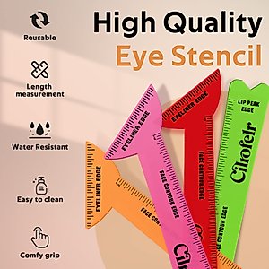 Cilrofelr 2 Pcs 4 in1 Eyeliner Stencils for Hooded Eyes, Reusable Eyeliner Stencils Tool for Beginners, Multi-Purpose Makeup Tool for Winged Eyeliner, Defined Eyebrow, Face Contour and Lip Line - Pink