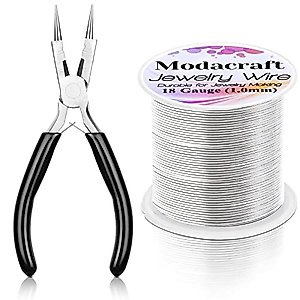 18 Gauge Silver Jewelry Wire with 4 in 1 Plier modacraft 65FT Craft Wire 1 MM Tarnish Resistant Copper Wire ​Beading Wire for Jewelry Making Supplies and Crafting