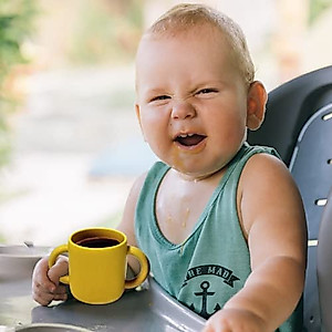 Tiny Silicone Drinking Training Cup for Baby and Toddler - 2 easy- grip handles - Baby Open Cup 5 OZ, 6months+ (Corn yellow)