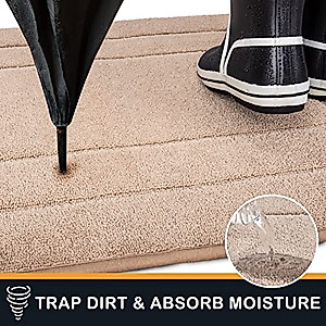 PURRUGS Dirt Trapper Door Mat 20" x 31.5", Non-Slip/Skid Machine Washable Entryway Rug, Dog Door Mat, Super Absorbent Welcome Mat for Muddy Wet Shoes and Paws, Beige