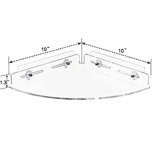 weddingwish 2 Pack Corner Shower Caddy, Transparent Acrylic Shelf, Wall Mounted No Drilling Traceless Adhesive Bathroom Storage Organizer, Storage Rack for Toilet, Shampoo, Dorm, and Kitchen