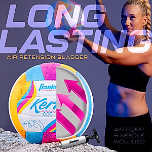 Franklin Sports Kerri Walsh Beach + Outdoor Volleyball - Official Size + Weight - Soft Cover Volleyball for Kids + Adults - with Pump + Needle Included