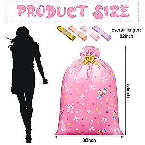 4 Pcs Jumbo Gift Bags 56 In Large Gift Bags with 4 Rolls Ribbons Giant Gift Bags for Huge Gifts Plastic Gift Bags for Presents Wrapping Bike Wrapping Birthday Christmas Party Any Occasion（Pink Dots）