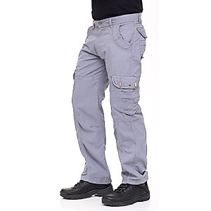 SKYLINEWEARS Men 100% Cotton Tactical Pant Camping Hiking Military Combat Cargo Army Pant Workwear Trousers Gray 36x30