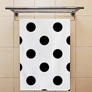 Vantaso Bath Hand Towels Set of 2 Black White Polka Dot Thin Soft and Absorbent Washcloths Kitchen Hand Towel for Bathroom Hotel Gym Spa