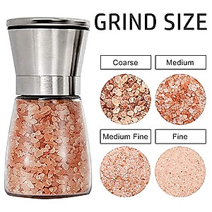 Pepper Grinder Pepper Mill, Salt Grinder Refillable,(Single Package) Adjustable Coarseness Black Pepper Grinder, Stainless Steel Sea Salt Shaker with Ceramic Rotor (1 pack)