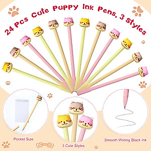 Yeaqee 48 Pcs Dog Party Favors Include 24 Dog Mini Notebooks for Kids 24 Dog Gel Ink Pens Puppy Themed Party Favors Bulk Animal Spiral Notepad Black Ink Pen for Pet Birthday Party Bags Classroom Prize
