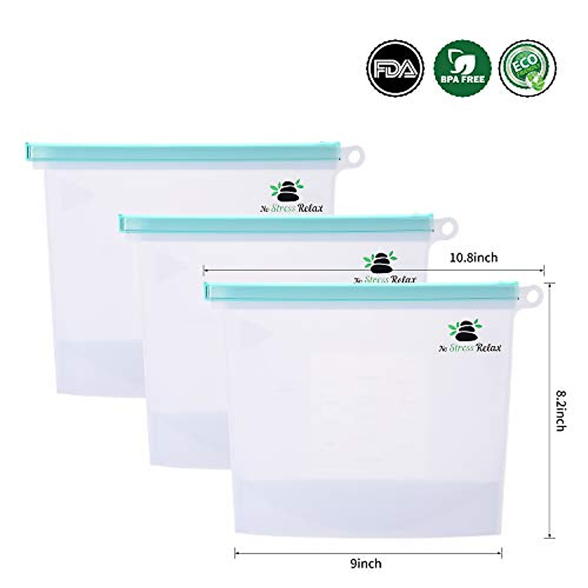 Reusable Silicone Bags Food Storage Bags 4 Pcs [4x1.5L] Leak Proof Freezer Safe Zip Lock Bags Plastic Free Food Grade Storage Bag for Marinate For Snack | Sandwich | Fruit | Meat | Cereal - White