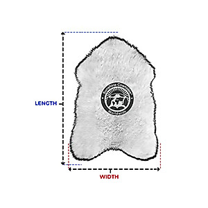 Sunshine Cowhides Genuine Natural Sheepskin Rug Grey 2 x 3 ft. Soft Premium Quality Bedside Rug Chair Seat Cover Rug Throw