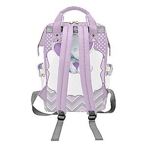 Polka Dot Purple Elephant Diaper Bags Backpack with Name Personalized Nursing Nappy Bag Travel Tote Bag Gifts