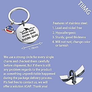 TIIMG Shark Jewelry Shark Keychain Charm Shark Gifts for Shark Lovers Cool Animal Gift (DUUN DUN)