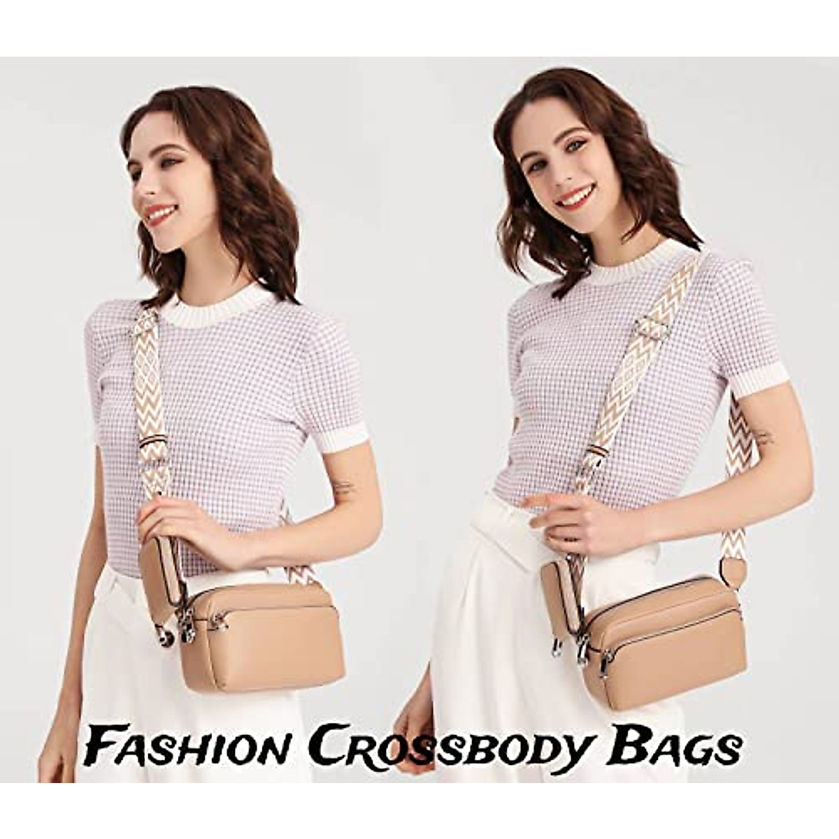 ER.Roulour Small Crossbody Bags for Women with Coin Purse Wide Strap Cell Phone Purse Zipper Shoulder Bag Trendy Designer Camera Handbags