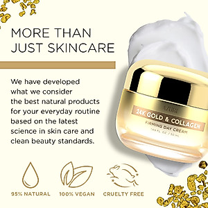 Azure Cosmetics Dermatologist Tested 24K Gold & Collagen Face Moisturizer - K Beauty Anti-Aging Face Cream for Firming & Skin Tightening - Korean Skincare - All Skin Type 1.69 fl oz