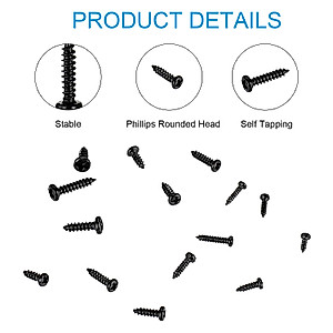 HanTof 750pcs Black Tiny Screws for Electronics, M1, M1.2, M1.4, M1.5, M1.7 Very Small Phillips Pan Head Self Tapping Screws, Micro Wood Screws, Mini Electronic Screws Assortment Kit-Carbon Steel