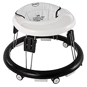 LANGYI Foldable Baby Walker with Safety Slider , The Oldschool Round Shape Baby Walker, Suitable for All terrains, Babies (6-18 Months) (White)