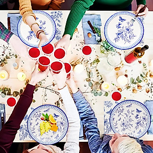 HSPAIDYP 50Pcs Floral Blue & White Flower Party Supplies Blue and White Paper Plates Set 9" Floral Plates 7" Blue White Floral Plates for Bridal Shower Wedding Tea Party Floral Party Decor