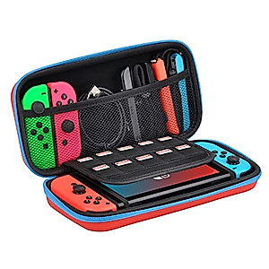 Carrying Case Compatible with Nintendo Switch - Sturdy Hard Shell Switch Carrying Bag for Switch OLED Console & Accessories with Strap and 10 Game Cards Slot(Red)