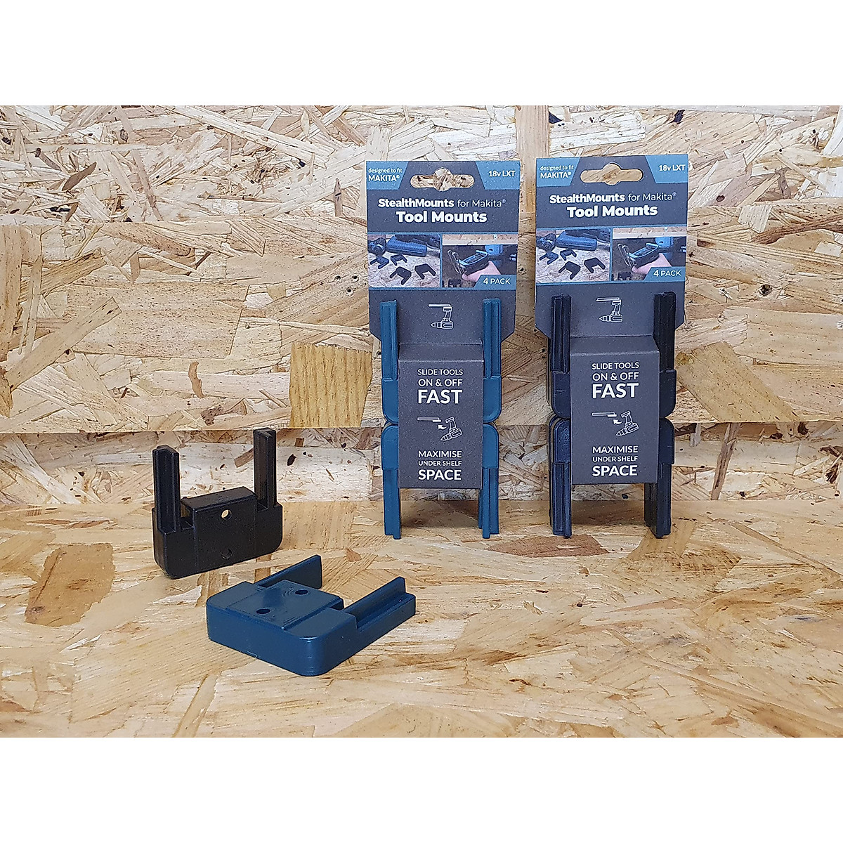 StealthMounts Locking Makita Tool Holder 4 Pack of Makita Tool Mount | Makita Tool Storage | Makita 18V Tool Holder | Makita Drill Holder | 18V Makita Tool Mount | Makita Tool Clip | Made in UK
